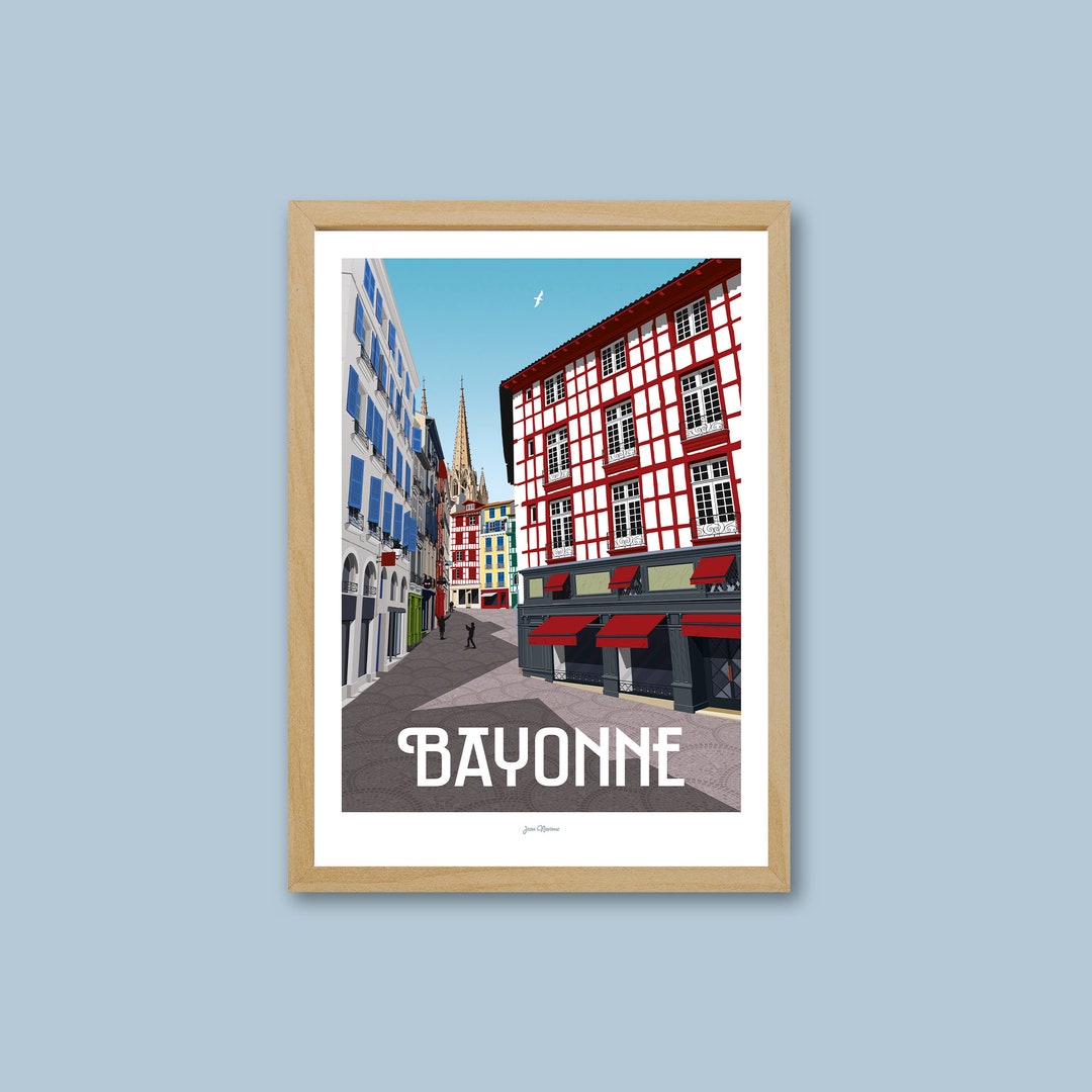 Bayonne Poster Basque Country / Vintage Poster / Wall Art / Art Print ...