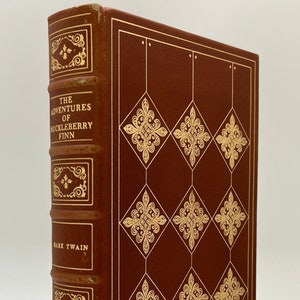 Vintage Leather Huckleberry Finn by Mark Twain, Genuine Gilded Full Leather Franklin Library ...