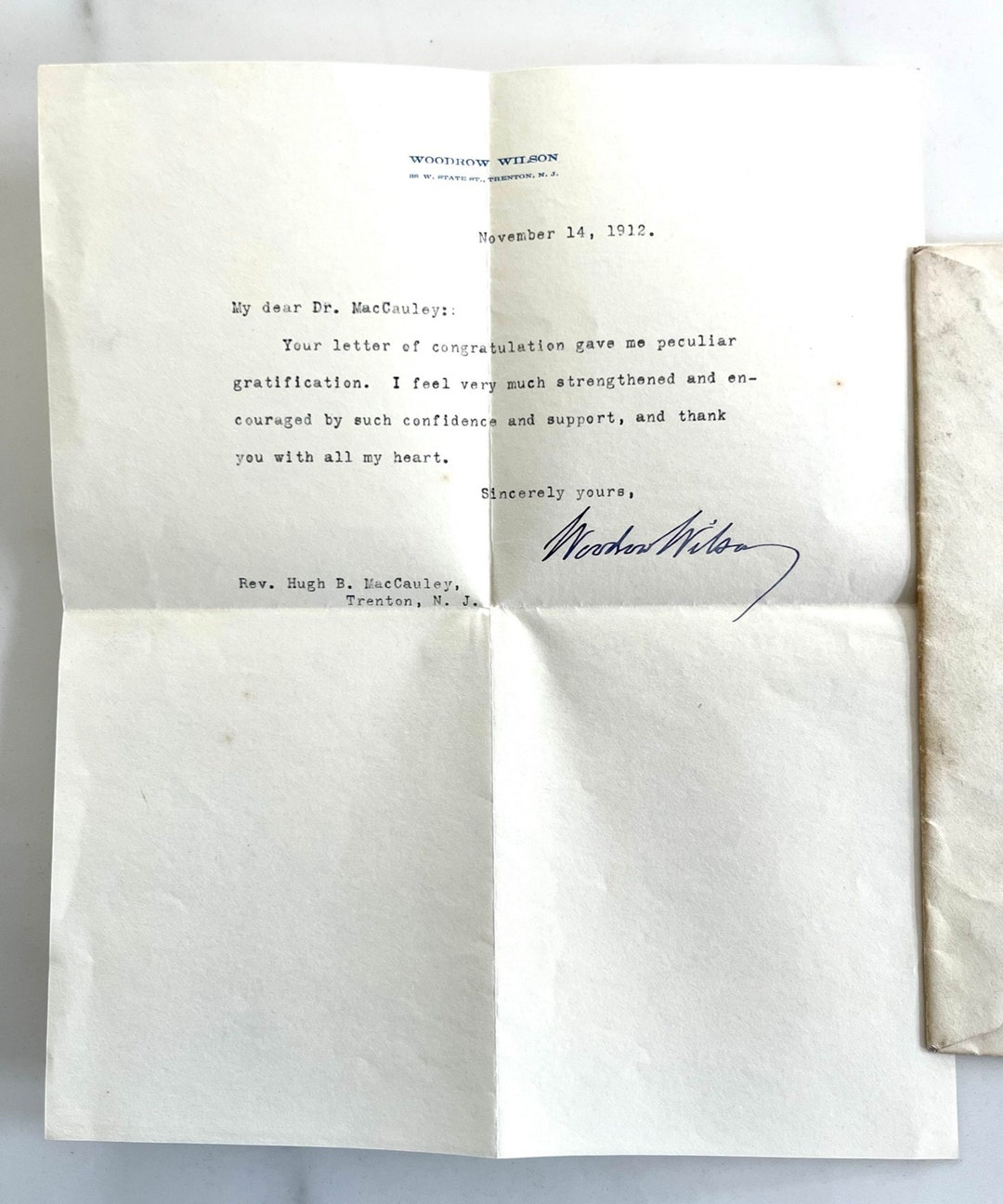 Typed and Signed Woodrow Wilson Letter on White House Stationary With ...