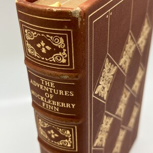 Vintage Leather Huckleberry Finn by Mark Twain, Genuine Gilded Full Leather Franklin Library ...
