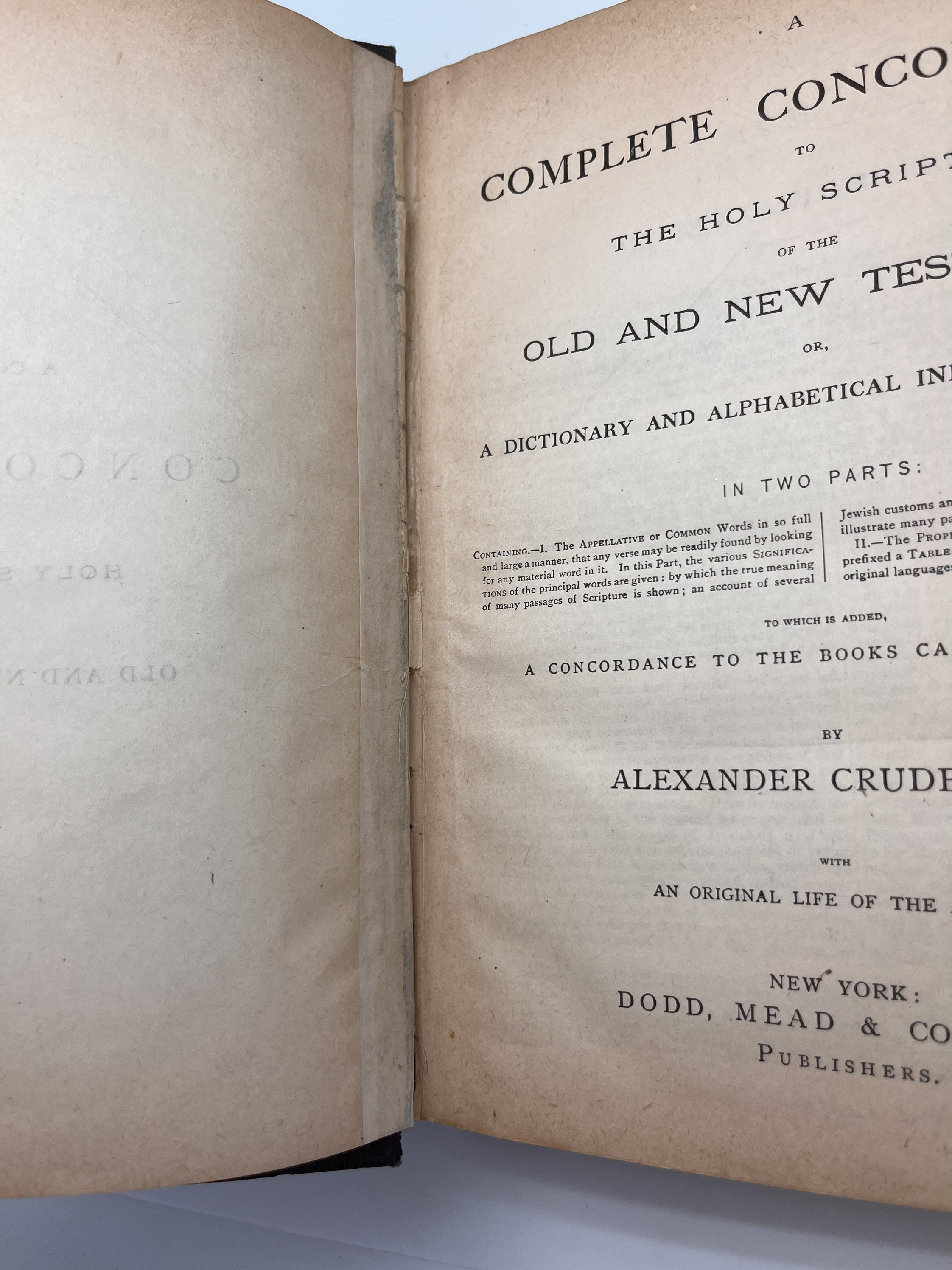 Antique Bible’s Complete Concordance to the Holy Scriptures of the Old ...