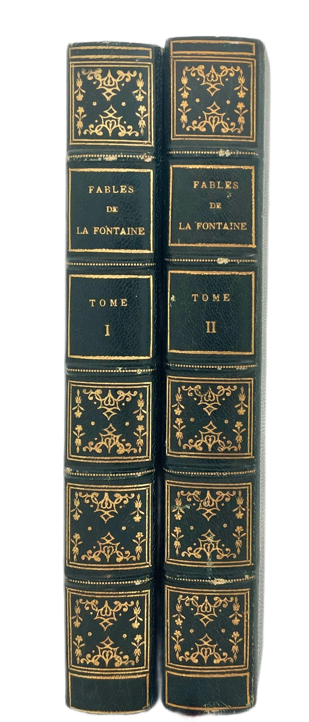 Antique Leather Fables De La Fontaine 1885, French Original Language, 2 ...