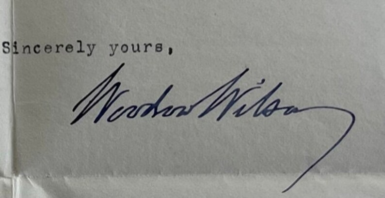 Typed and Signed Woodrow Wilson Letter on White House - Etsy