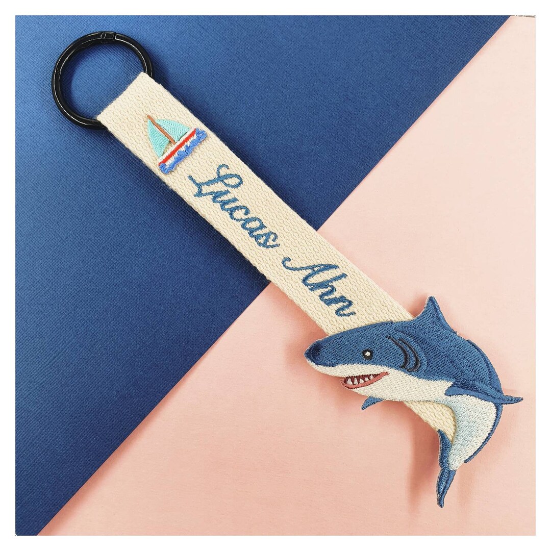 Shark Embroidery Name Tag - Etsy