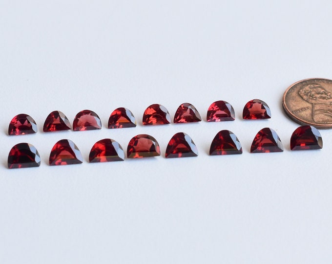 8 Pieces Garnet D Shape Cut Stone From Mozambique Natural Gemstone ...