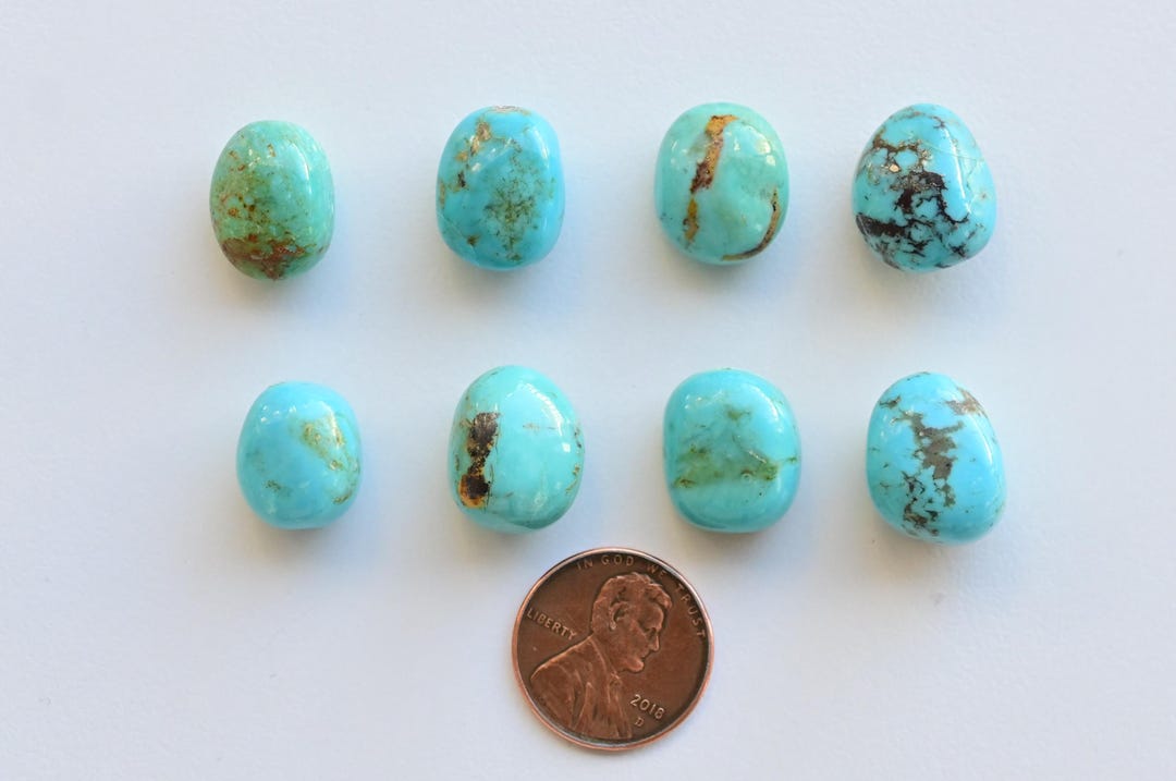 Turquoise Smooth Tumble Half Drill Natural Loose Gemstone | Turquoise ...