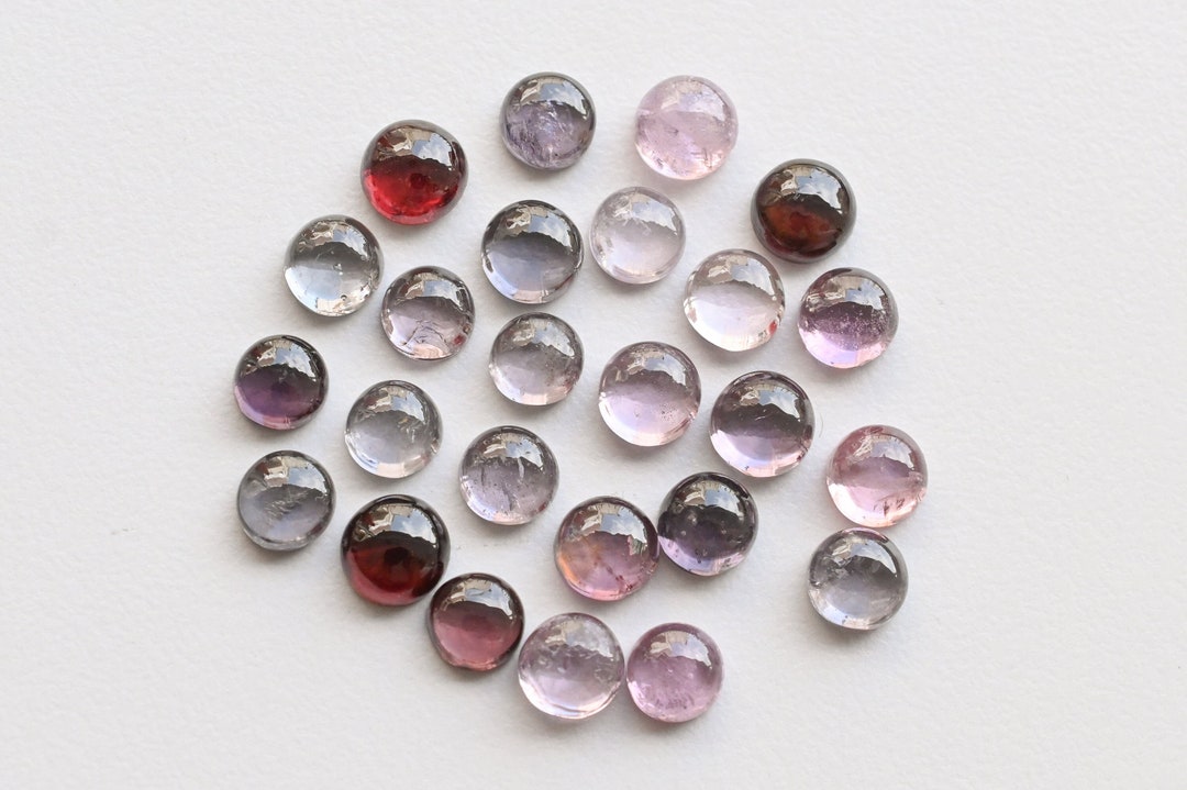 25 Pieces Burmese Multi Spinel Round Smooth Cabochon Lot Natural ...