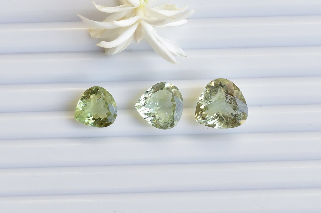 Green Beryl Faceted Heart Cut Stone| Natural Loose Cut Gemstone | Green ...
