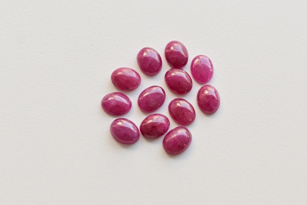 12 Pieces Natural Ruby Untreated Oval Smooth Cabochon Lot Natural ...