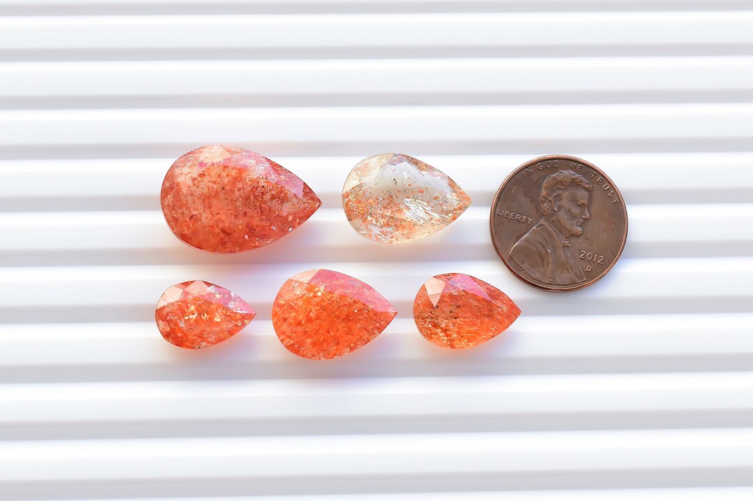 Brilliant Color Sunstone Faceted Cut Stone for Jewelry Making | Pear ...