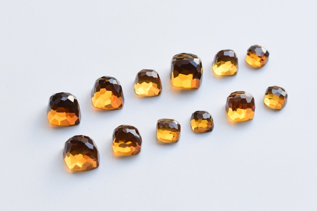 Cognac Quartz Hammered Faceted Ice Cabochon Natural Gemstone | Quartz ...