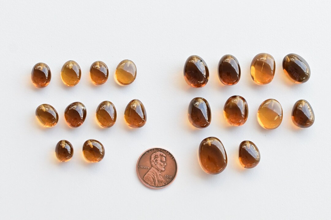10 Pieces Cognac Quartz Smooth Tumble Lot Natural Loose Gemstone Half ...