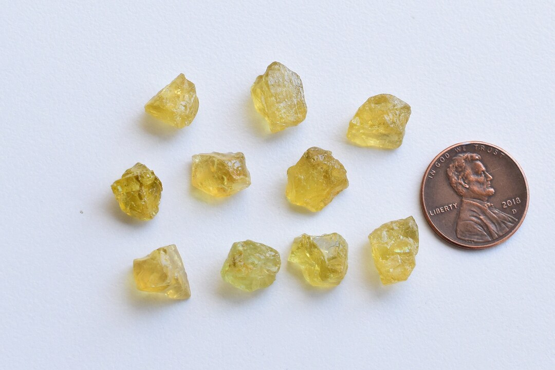 10 Pieces Yellow Green Beryl Raw Loose Rough Natural Gemstone | 12x9 to ...
