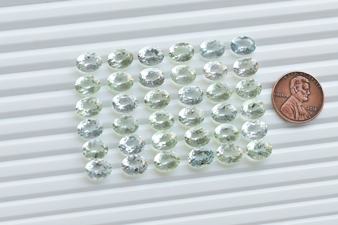 36 Pieces Green Beryl Aquamarine Oval Cut Stone Faceted Lot Natural ...
