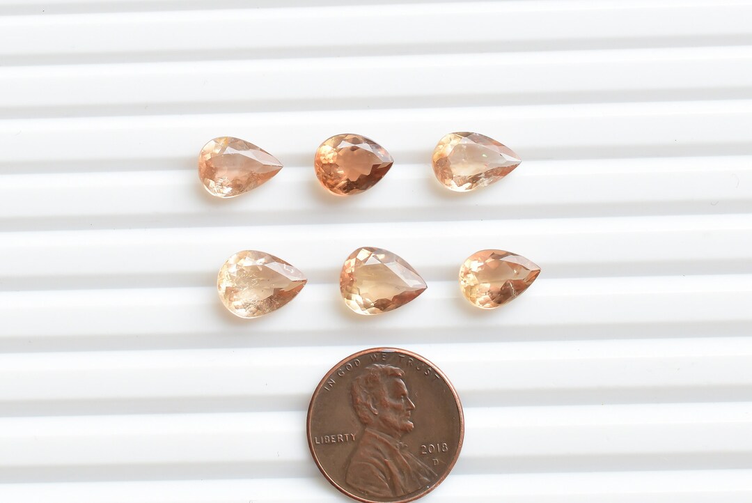 Imperial Topaz Faceted Pear Cut Stone for Jewelry Making Natural Loose ...