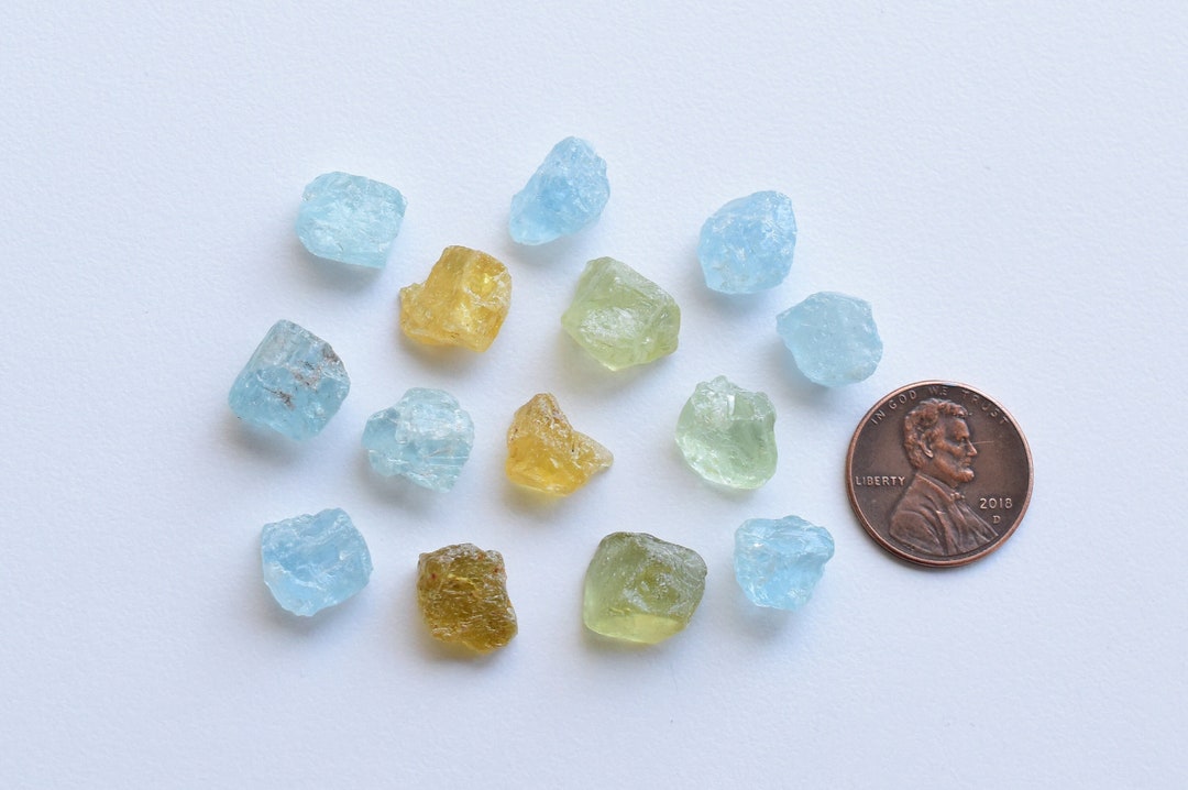 14 Pieces Mix Color Beryl 12x16.5x8 to 11x9x8 MM Raw Loose Rough ...