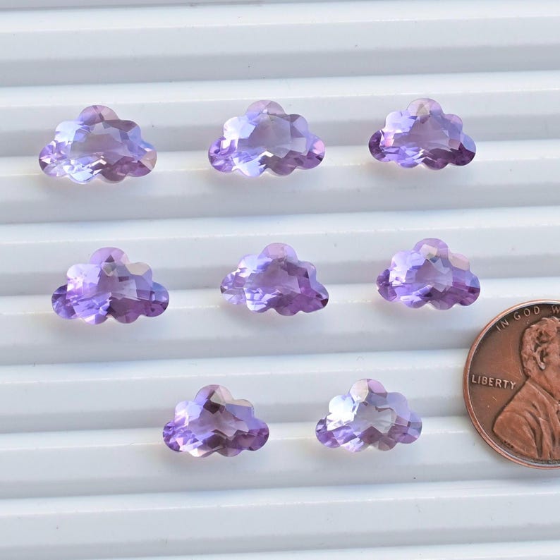 Amethyst Cloud Hammered Cut Stone Faceted Natural Loose Gemstone ...