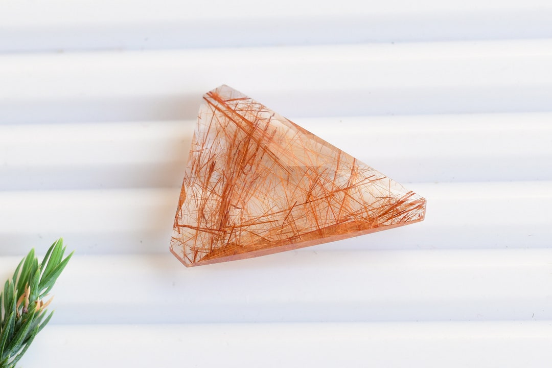 Copper Rutile Quartz Faceted Triangle Stone 27x20x6.5 Mm Natural Loose ...
