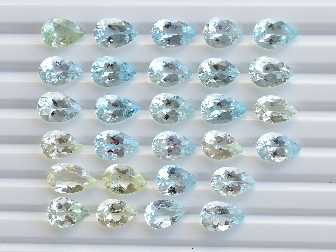 28 Pieces Aquamarine & Mix Beryl Pear Cut Stone Lot Faceted Natural Gemstone | 10x6.5x3.5 to 8 ...