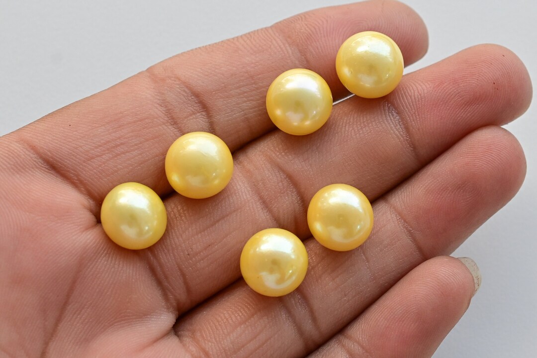 Pair of Golden Almost Round Freshwater Pearl for Jewelry Making ...