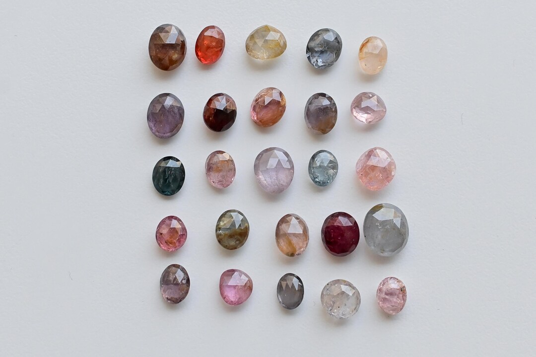 25 Pieces Burmese Multi Spinel Uneven Rose Cut Faceted Cabochon Natural ...