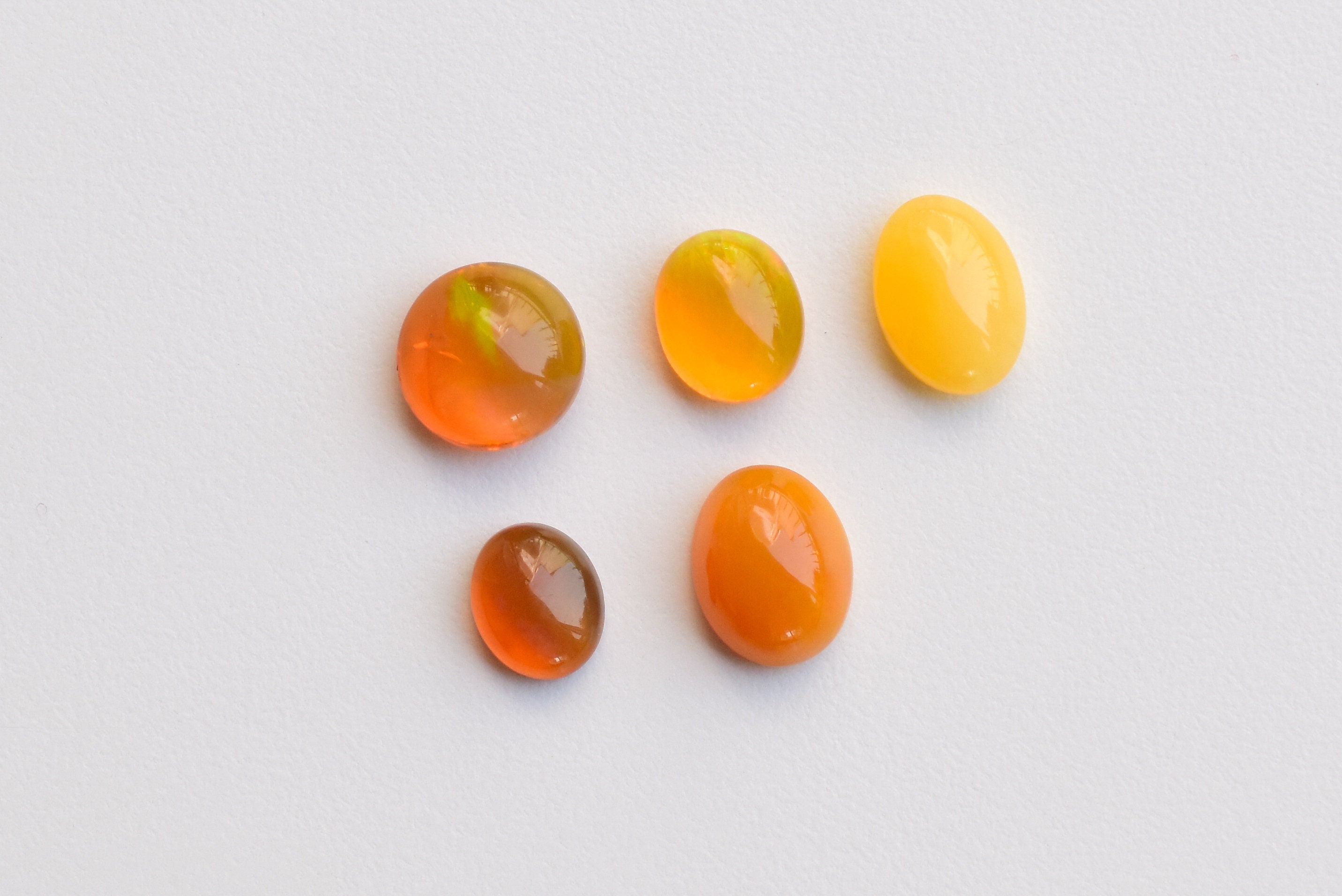 Mexican Fire Opal Mix Smooth Cabochon Gemstone | Natural Fire Opal ...