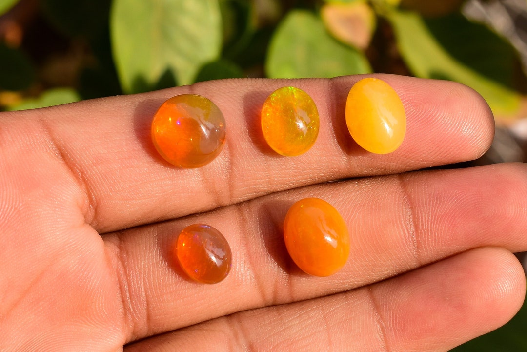 Mexican Fire Opal Mix Smooth Cabochon Gemstone | Natural Fire Opal ...