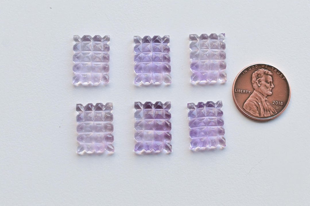 Amethyst Pyramid Motif Carved Rectangle Cabochon Natural Loose Gemstone ...
