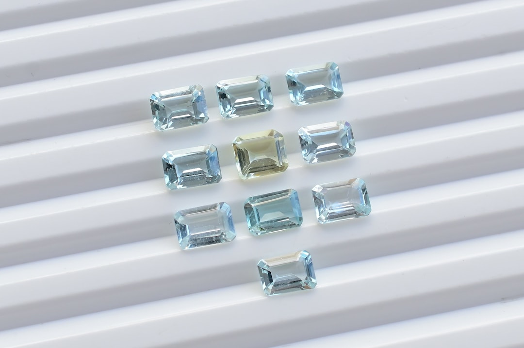 10 Pieces Aquamarine & Mix Beryl Octagon Cut Stone Lot Faceted Natural ...