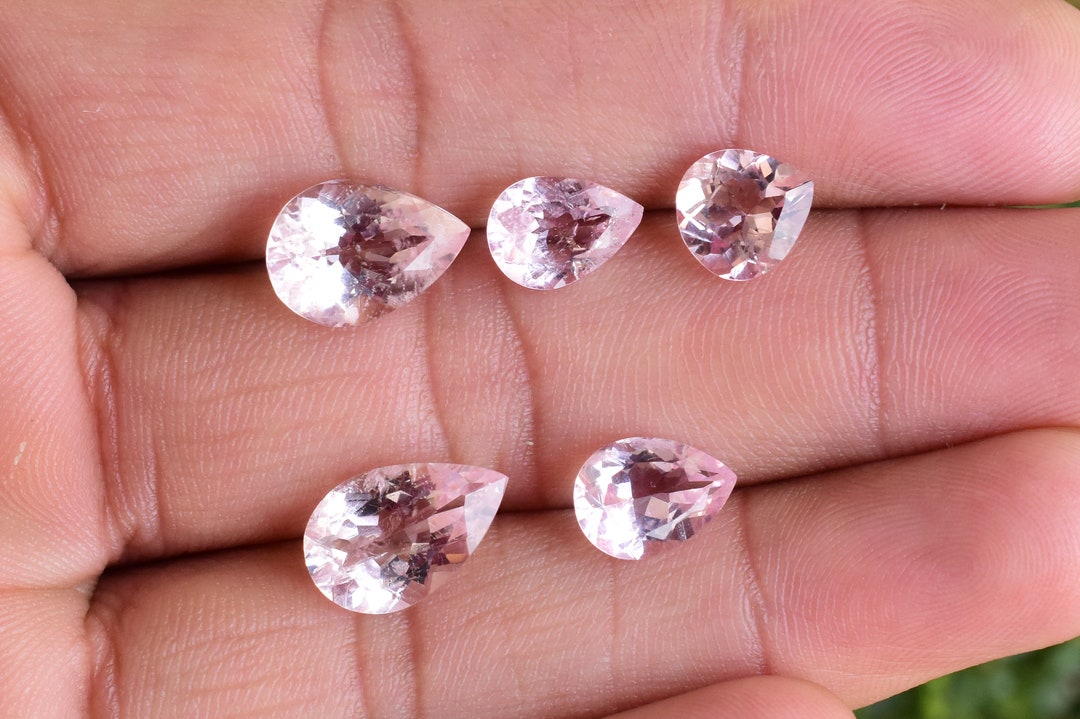 Bright Pink Morganite Pear Heart Cut Stones for Jewelry Making ...