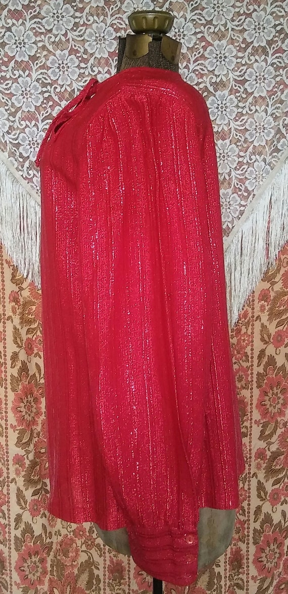 Vtg 1970s Red Metallic Blouse, Teddi of California M/L - Gem