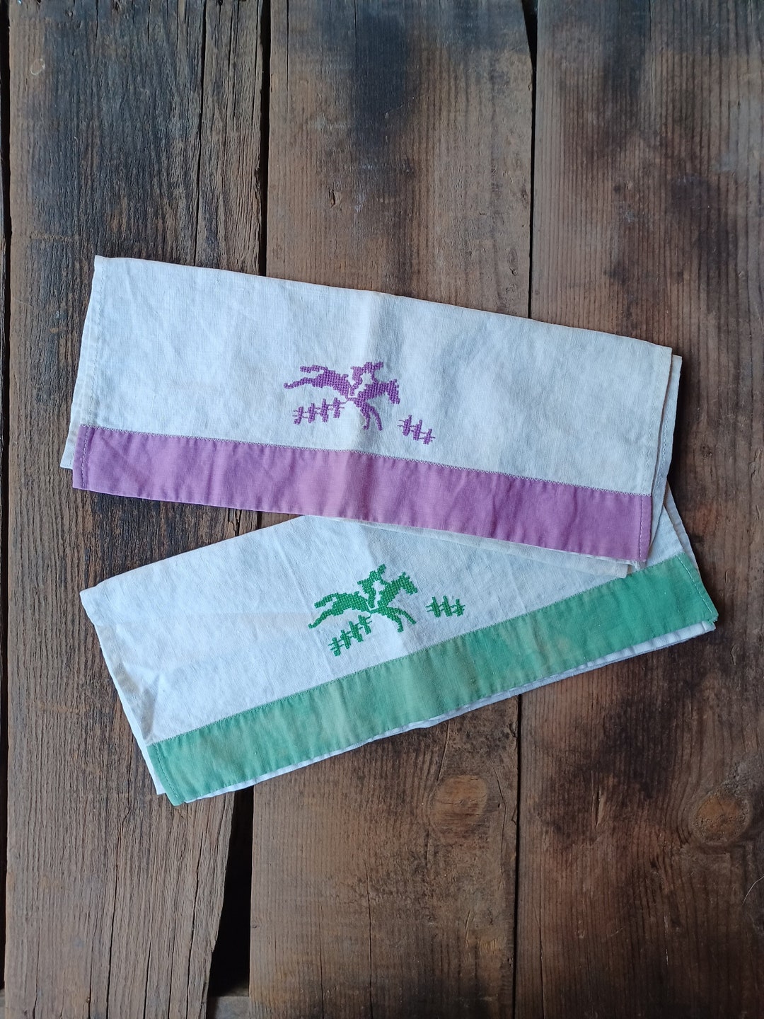 Pair of Vtg 1950s Horse Rider Tea Towels/table Runners - Etsy