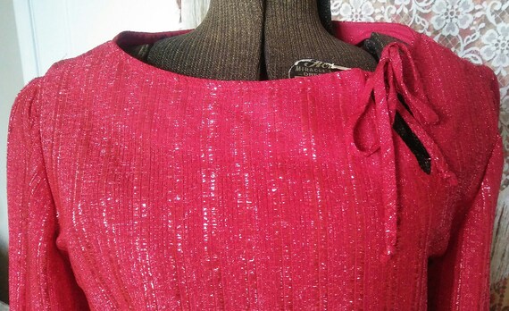 Vtg 1970s Red Metallic Blouse, Teddi of California M/L - Gem