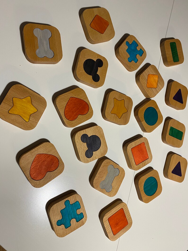 Big Wooden Classic Memory Game Little Matchables Memory Game, Shapes ...