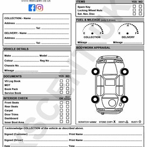 A4 Vehicle Pre Delivery Inspection Form Pad: 2-part Carbonless, 50 Sets ...