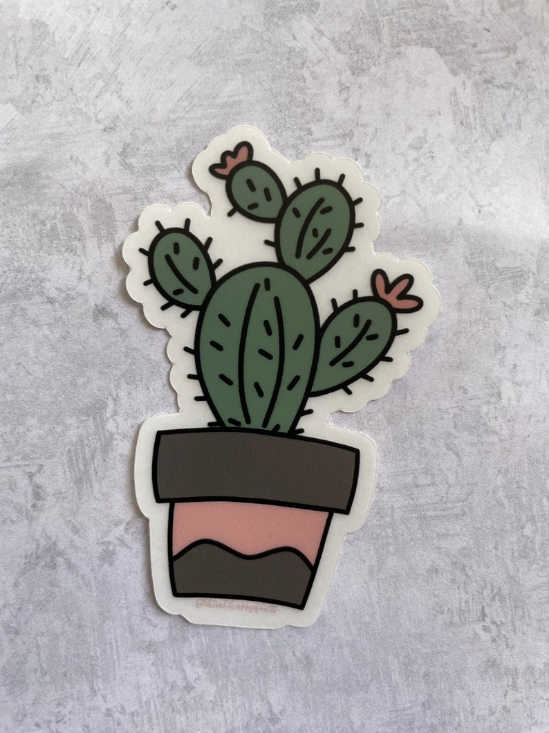 Clear Potted Cactus Waterproof Sticker Die Cut Sticker | Etsy