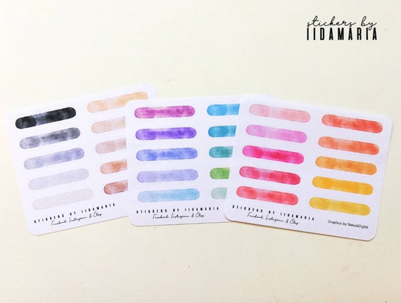 Watercolor Brush Stroke Stickers | Etsy