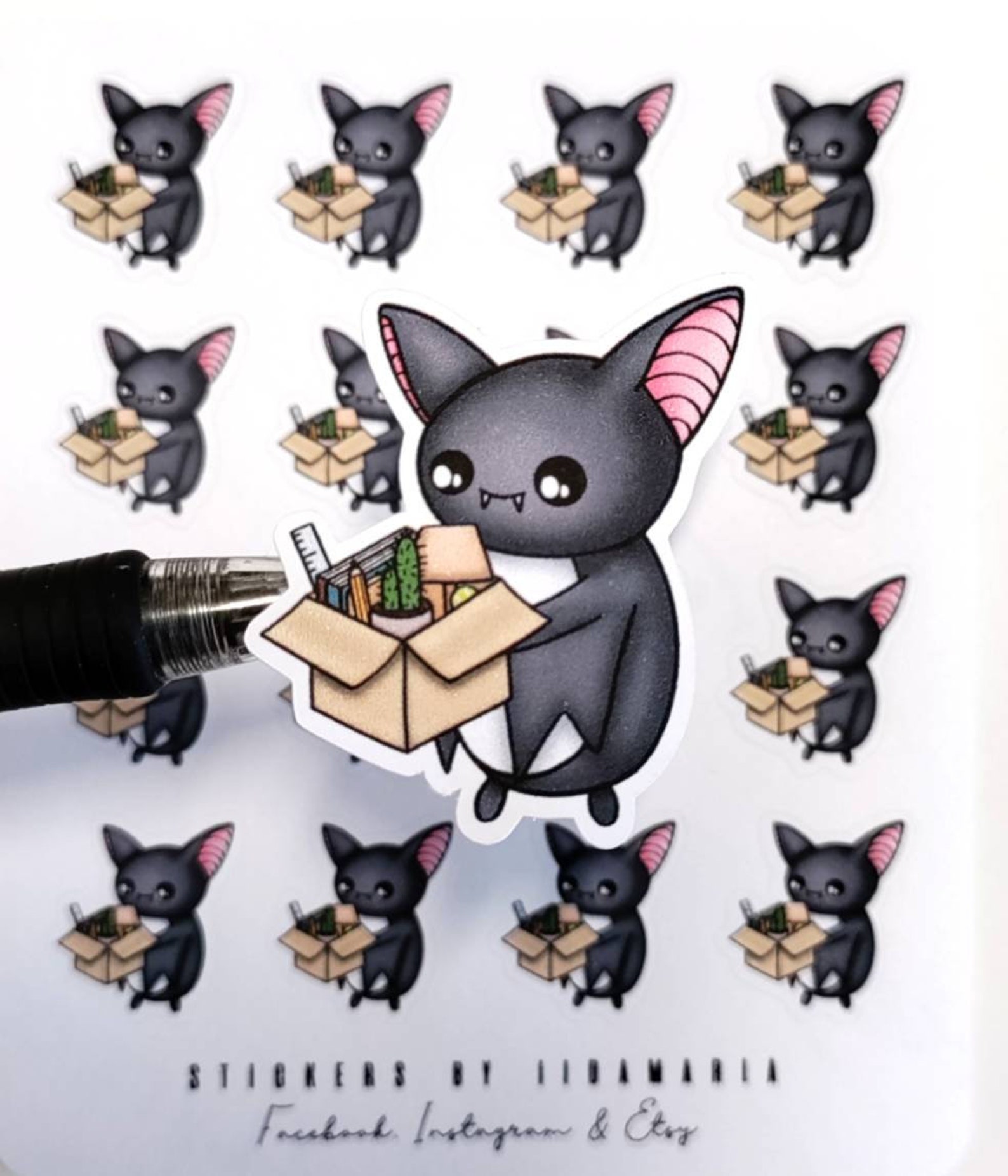 Luna the Bat Moving Box Stickers - Etsy