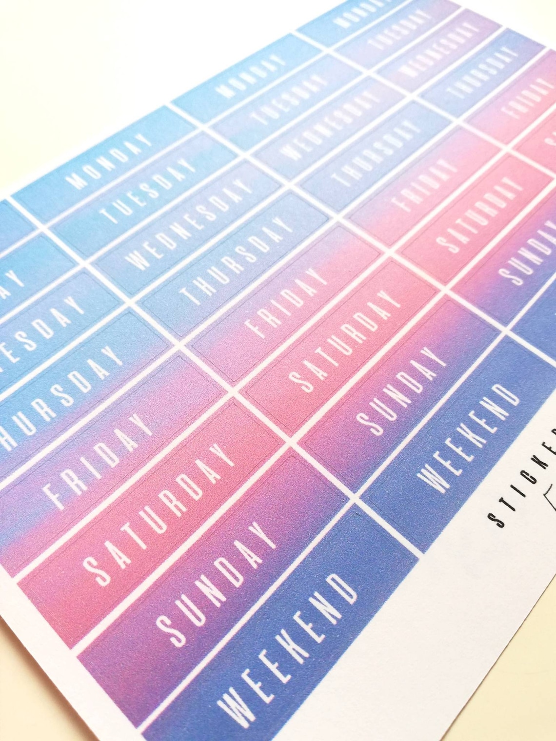 Days of the Week Sticker Boxes, Watercolor Colorful Rainbow - Etsy