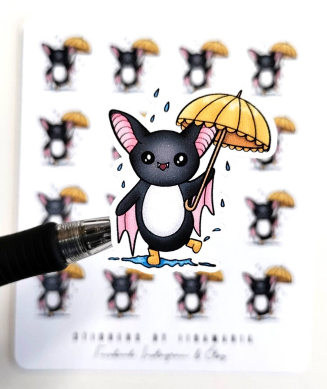 Luna the Bat Umbrella Rain -stickers - Etsy