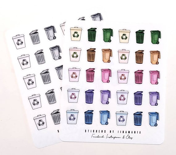 Garbage Can Stickers Recycling Trash - Etsy