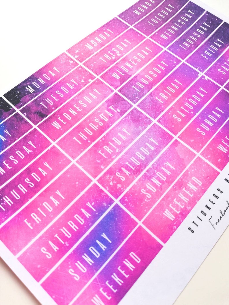 Days of the Week Sticker Boxes Watercolor Colorful Rainbow - Etsy