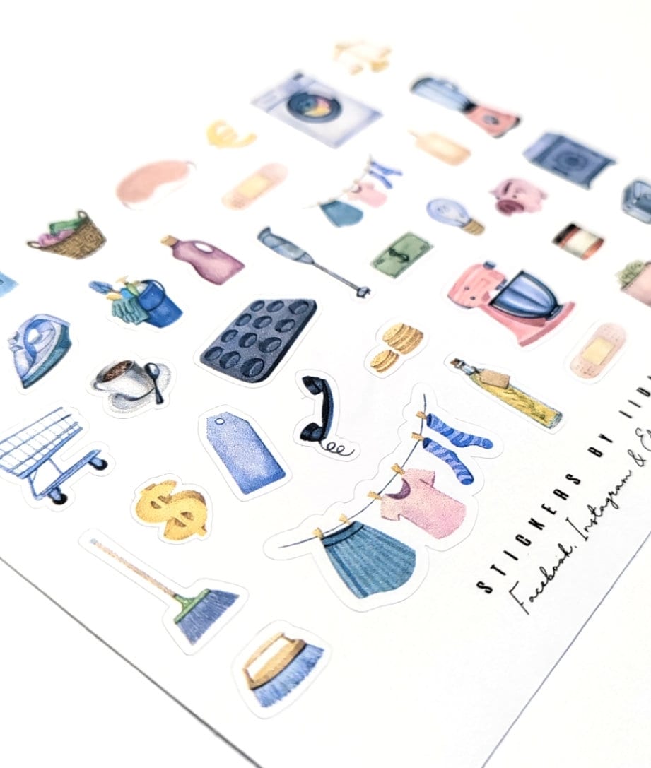 Home & Chore Stickers, Shopping Cleaning Clothes Appliances Money - Etsy