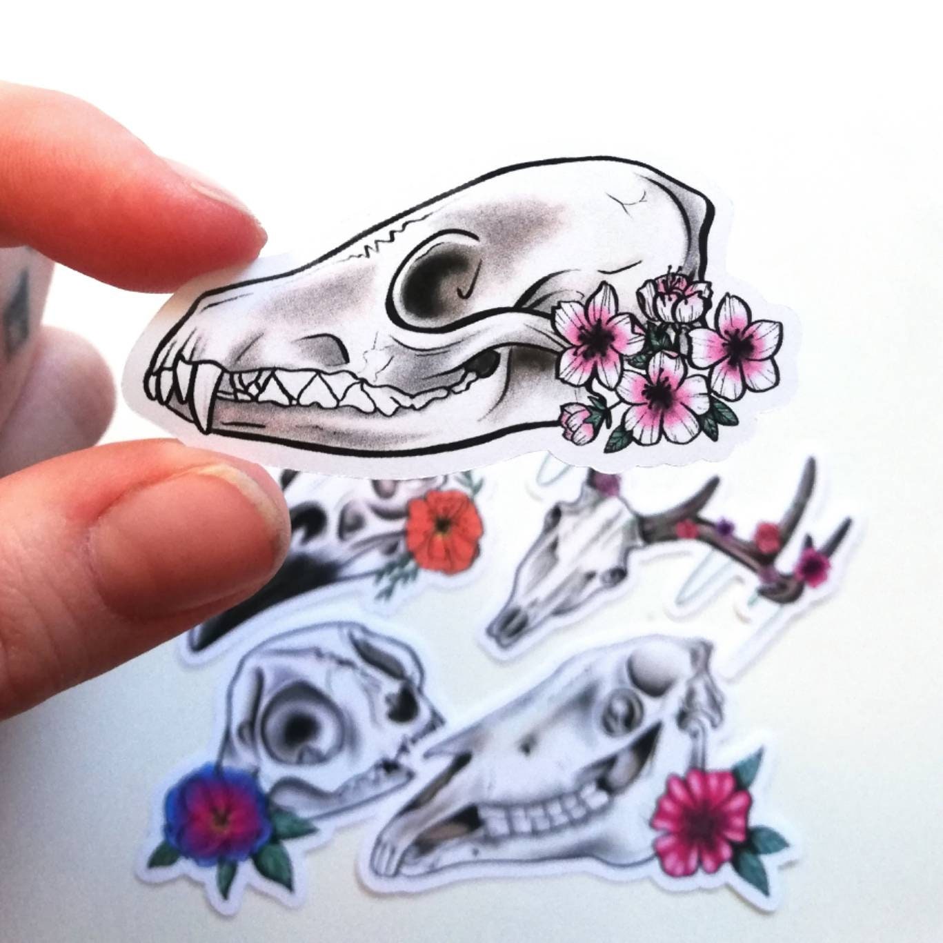 Animal Skull Die Cut Stickers, Deer Horse Cat Fox Raven - Etsy