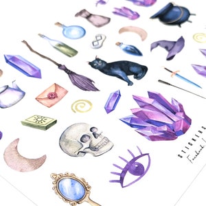 Witch & Magic Stickers, Witch Crystal Magic Moon Potion - Etsy