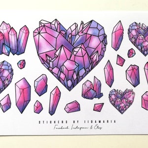Heart Crystal Stickers, Pink Purple Pastel Crystals - Etsy