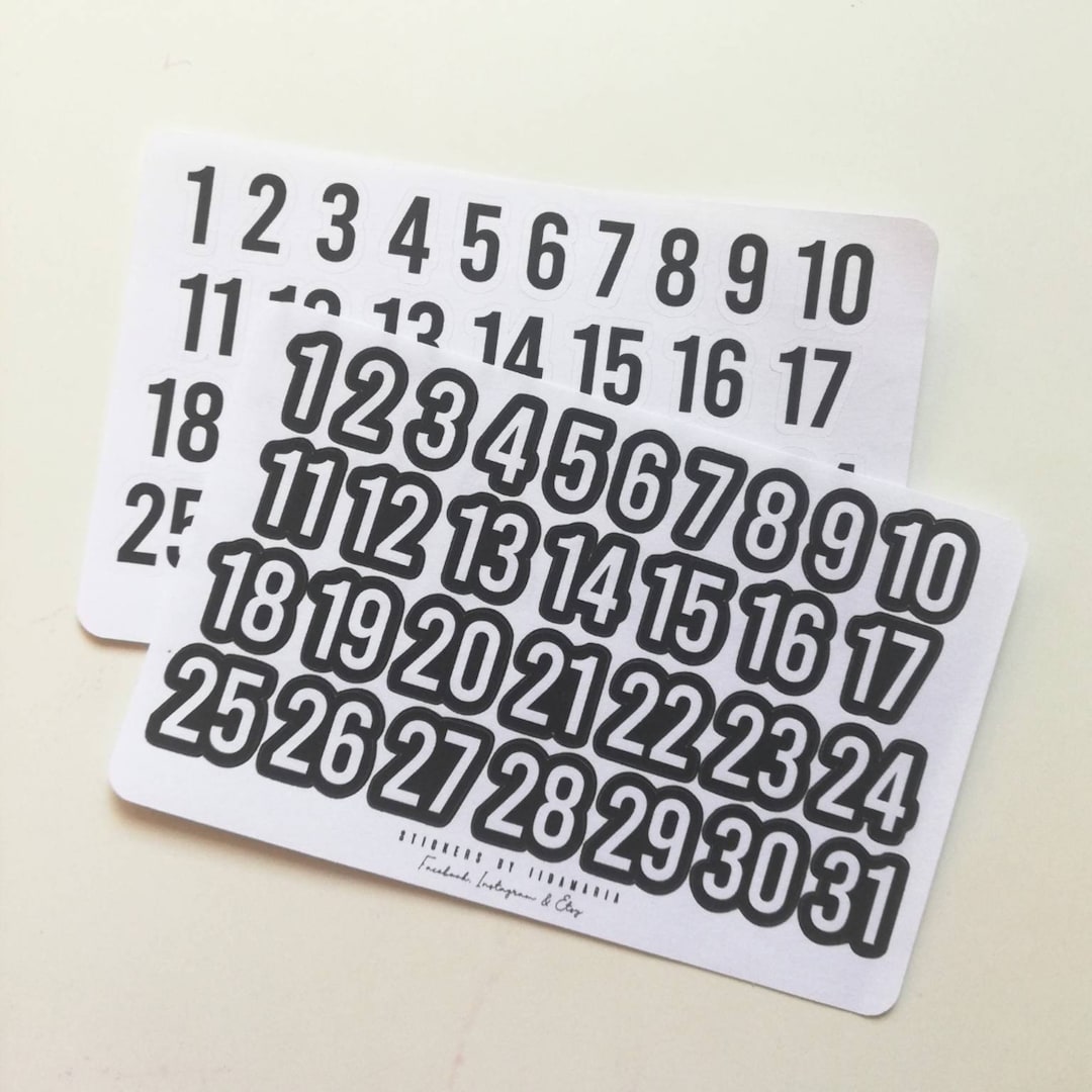 Black&white Number Stickers for Bullet Journaling Planning - Etsy