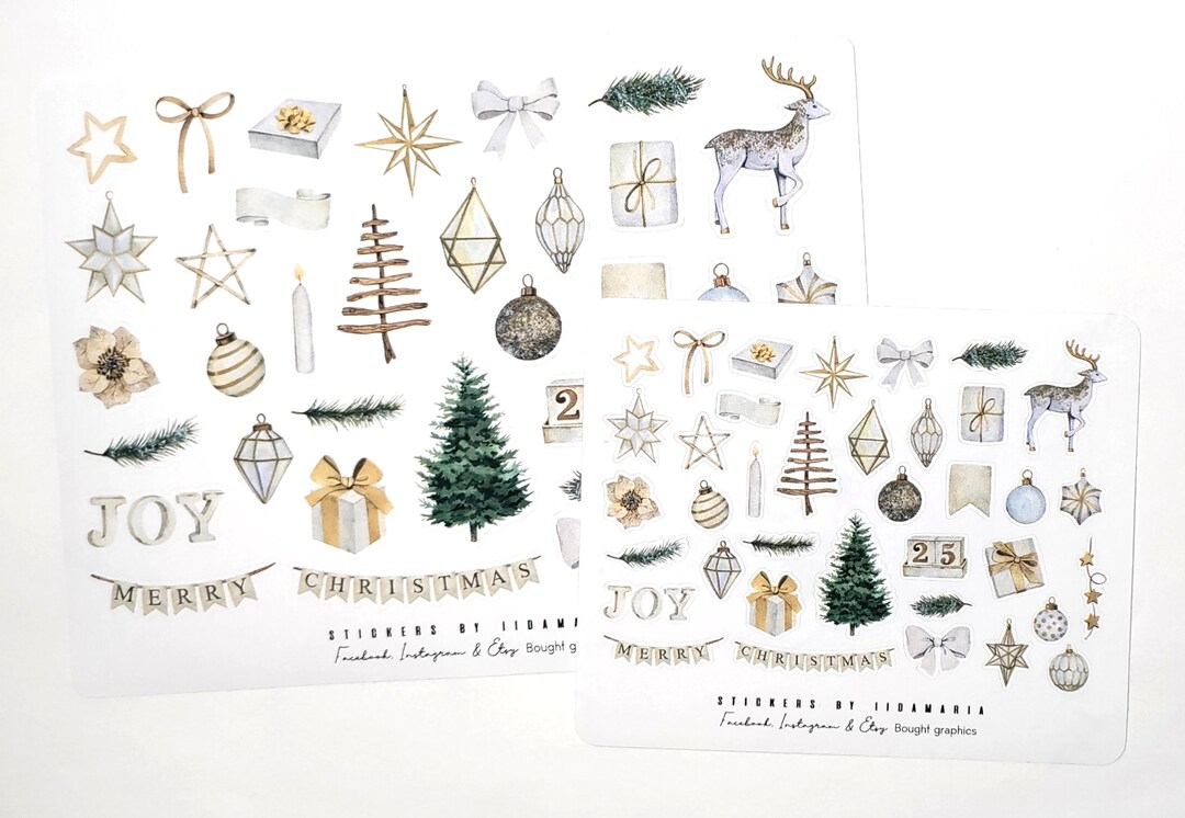 White Christmas Stickers, Tree Holiday Gifts Decoration - Etsy