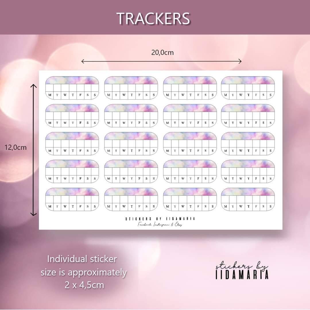 Watercolor Tracker Stickers for Journal Planner Stationary Practical ...
