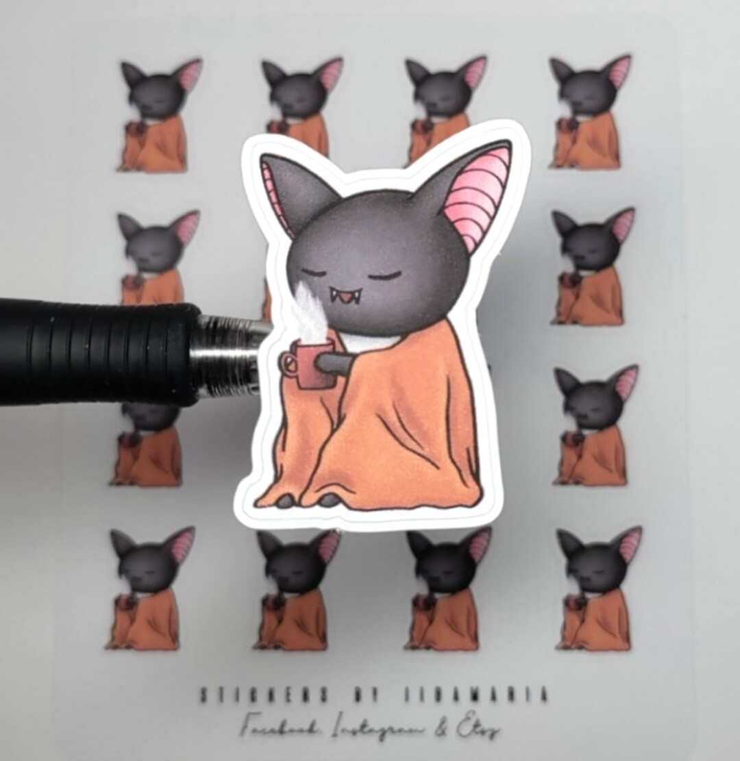 Luna the Bat Cozy Fall -stickers - Etsy